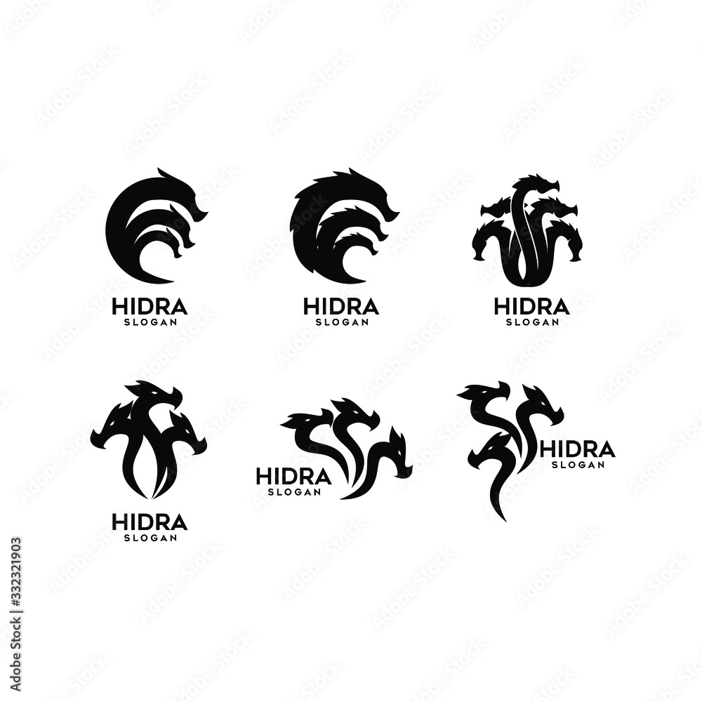 collection of hydra logo black icon design vector illustration Stock ...