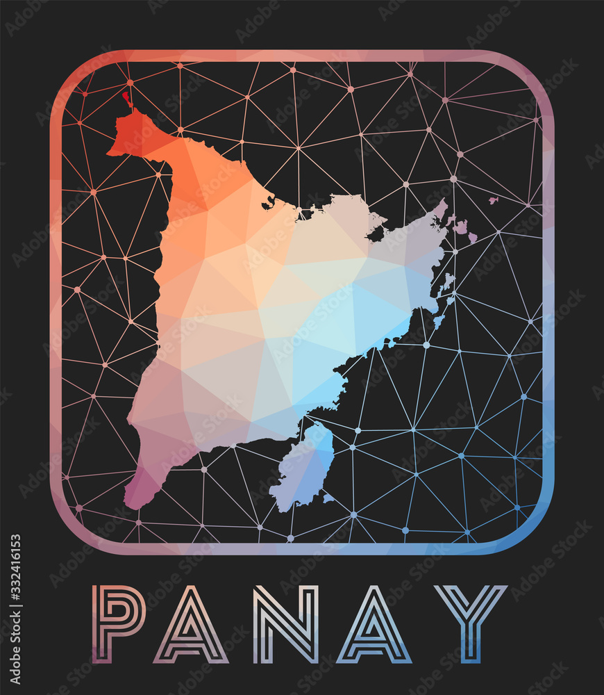 Panay map design. Vector low poly map of the island. Panay icon in ...