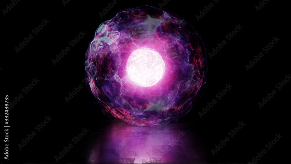 3D rendering ball of energy and plasma in the core of the reactor ...