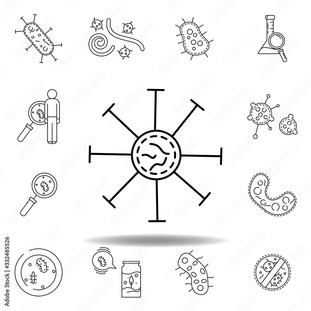sickness health care virus line icon. element of bacterium virus ...