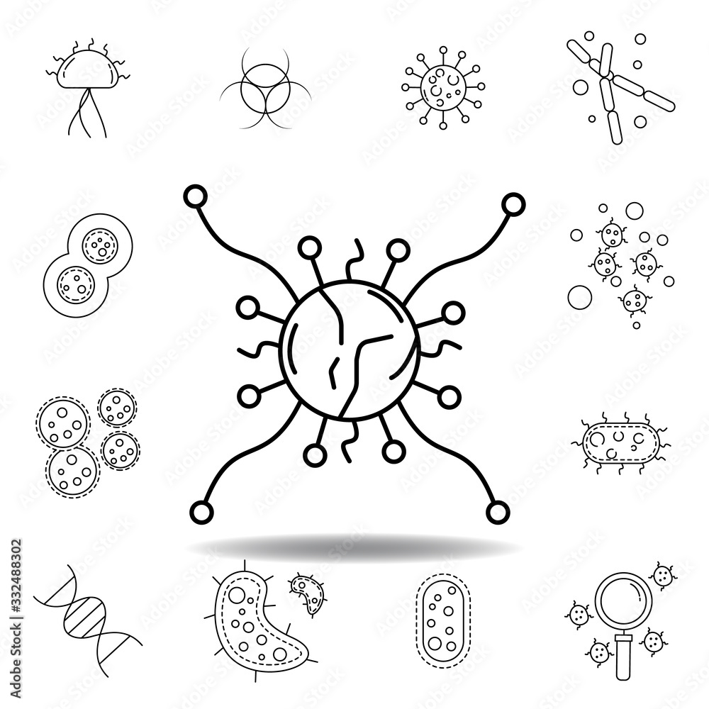 bacteria cell line icon. element of bacterium virus illustration icons ...