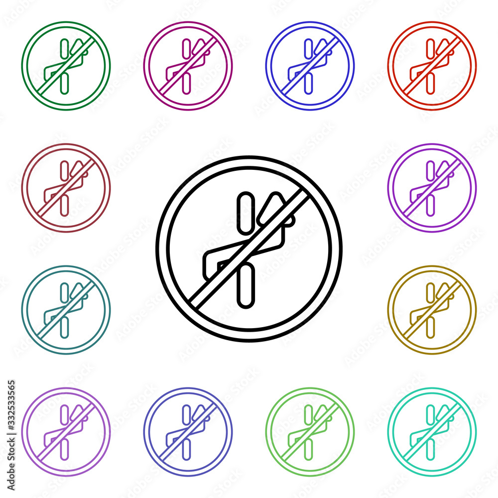 Sign is forbidden to leave multi color style icon. Simple thin line ...