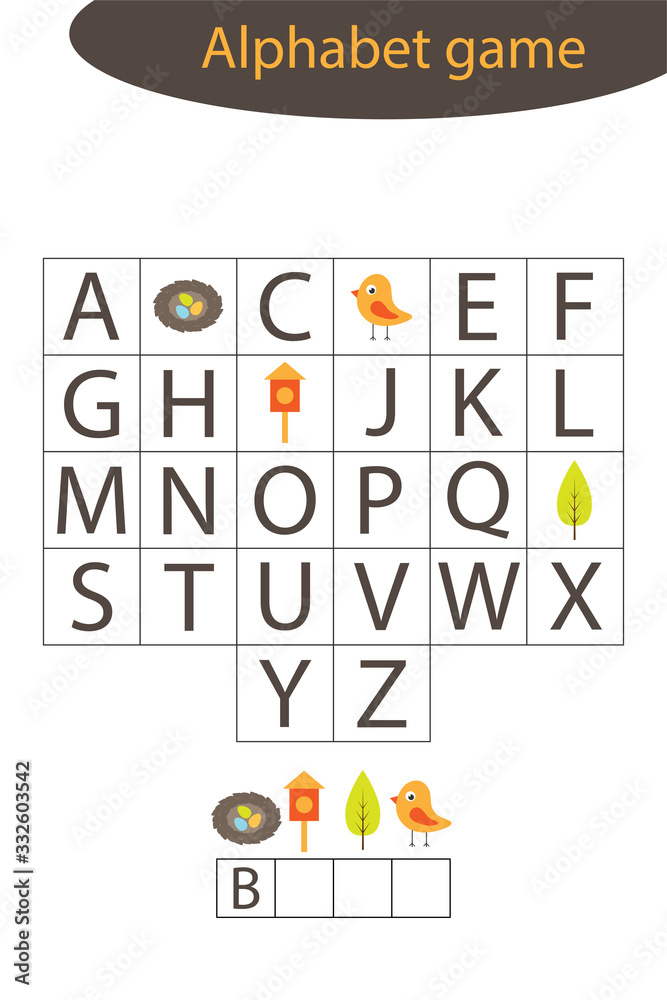 Spring alphabet game for children, make a word, preschool worksheet ...