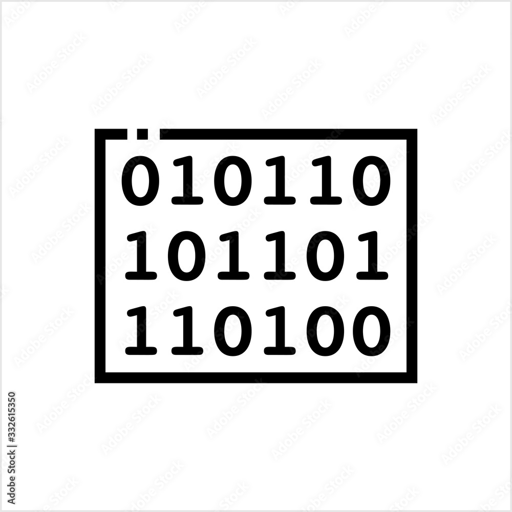 Binary Code Icon, Base 2, Two Digit 1, 0 Numeric System Computer ...