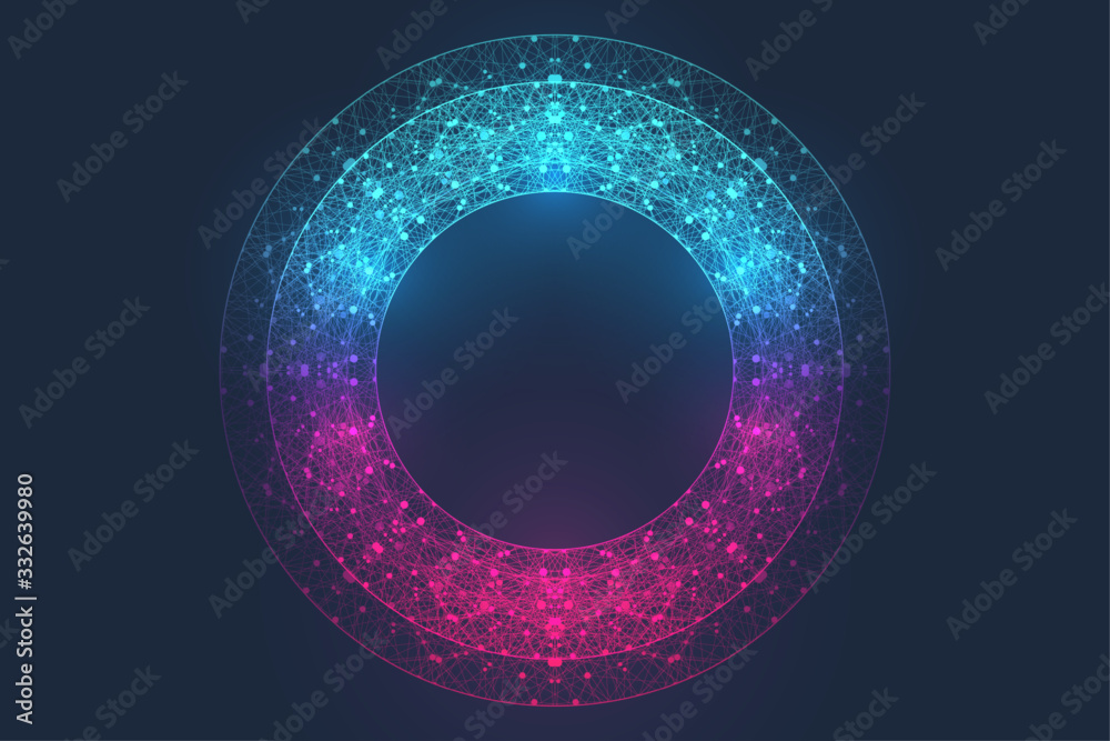 Circular quantum computer technology concept. Sphere explosion ...