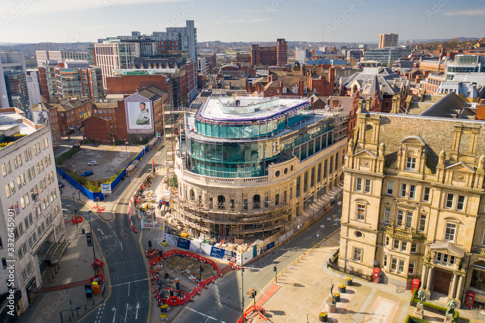 Aerial photo of renovation work being done on The Majestic building ...