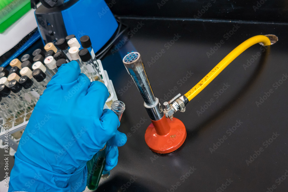 Bunsen burner used for endothermic reactions. Laboratory Bunsen burner ...