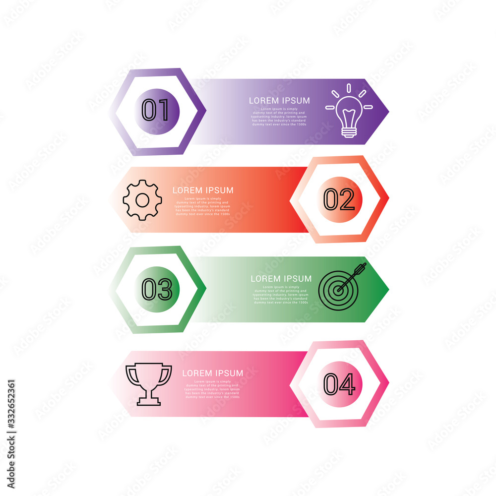 Infographics template 4 options with rectangle banner,can be used for workflow layout, diagram ...