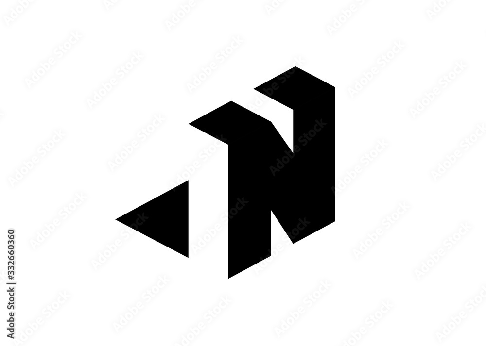 modern and simple initial letter N with negative space style vector ...