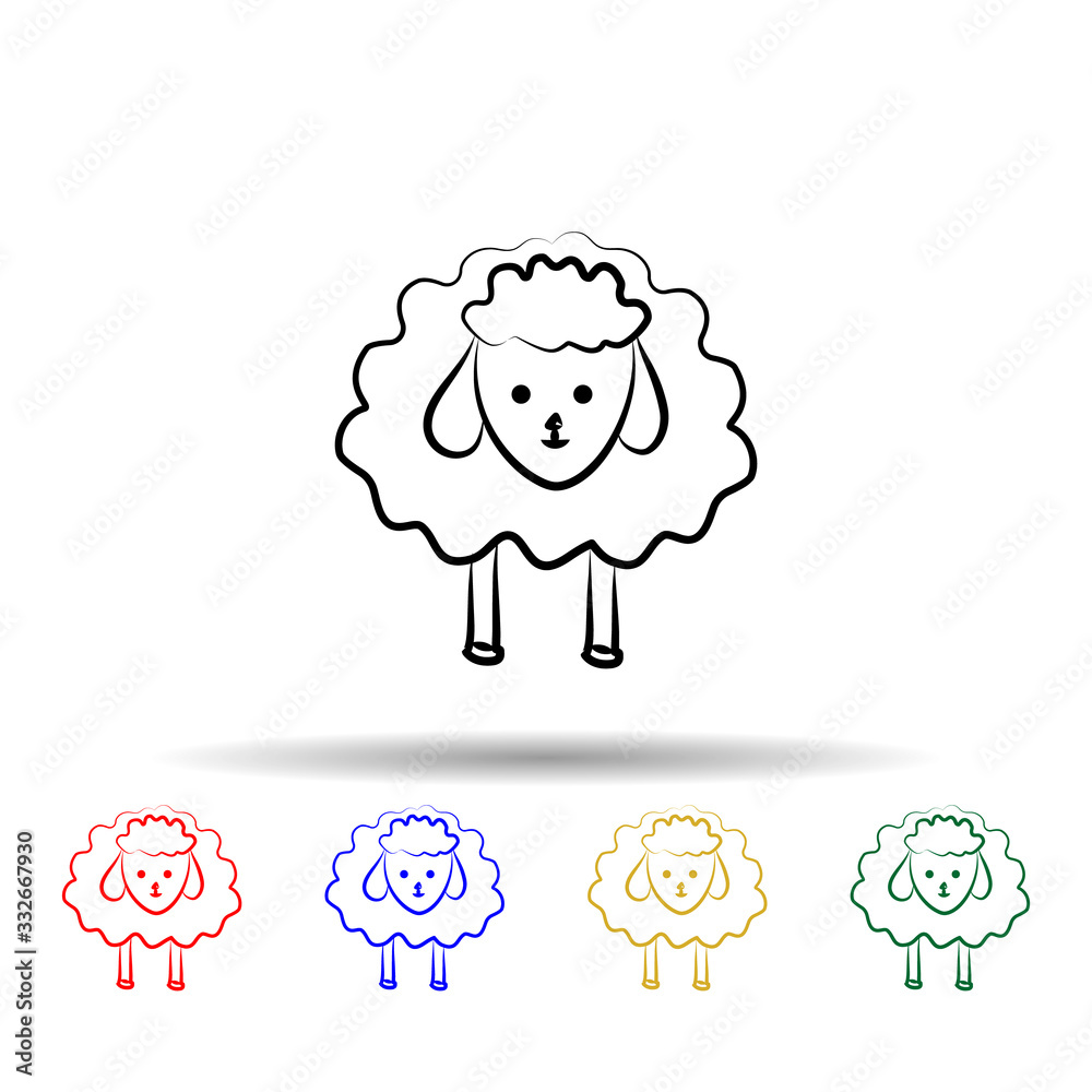 Sheep multi color icon. Simple thin line, outline vector of sheep icons ...