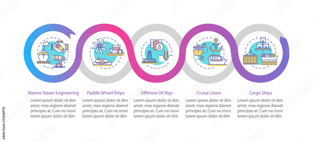 Marine engineering vector infographic template. Passenger and cargo ...