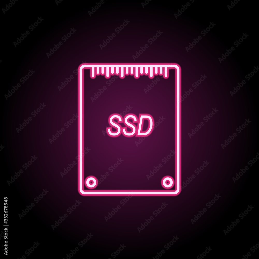 Ssd hard drive neon icon. Simple thin line, outline vector of computer ...