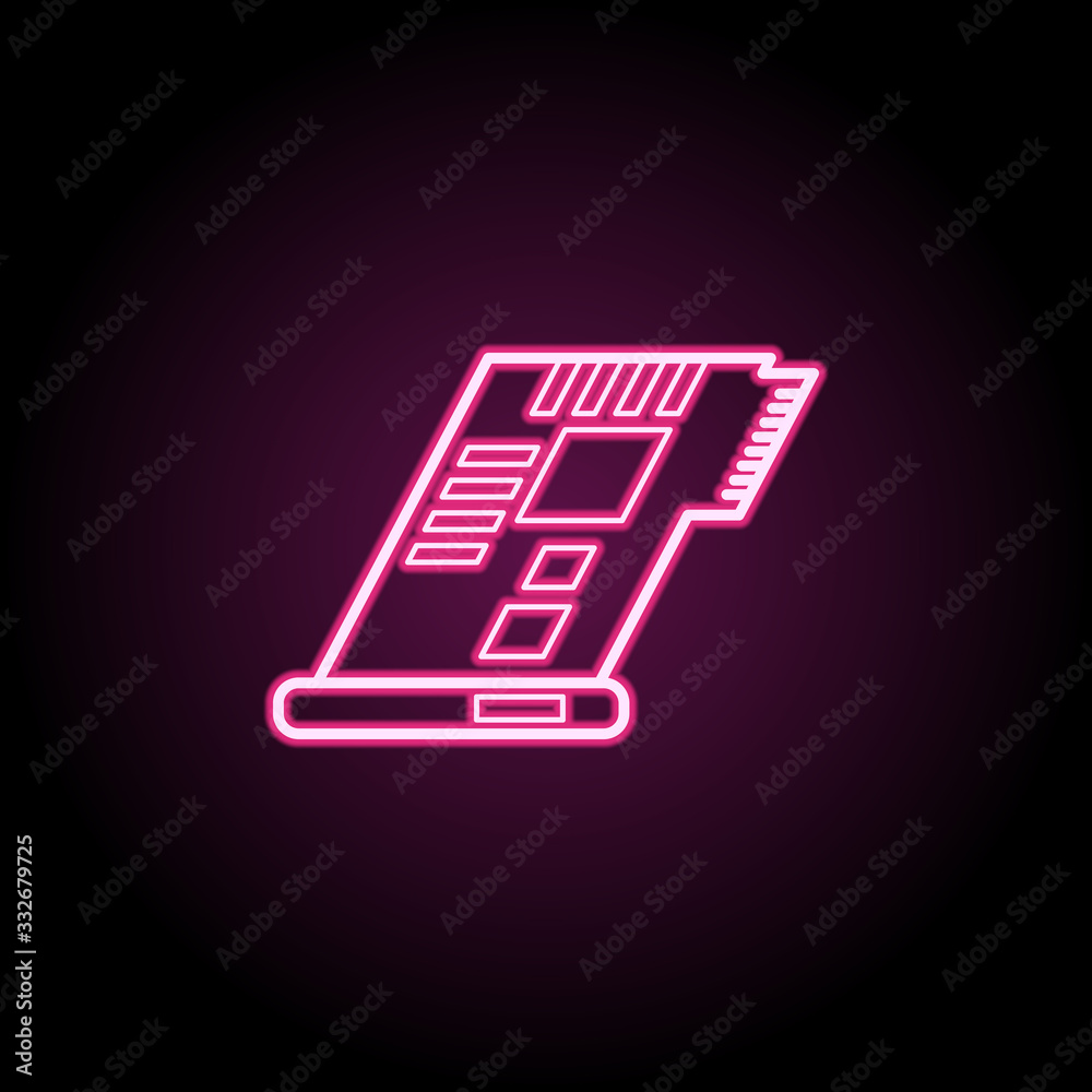 Video card neon icon. Simple thin line, outline vector of computer parts icons for ui and ux ...