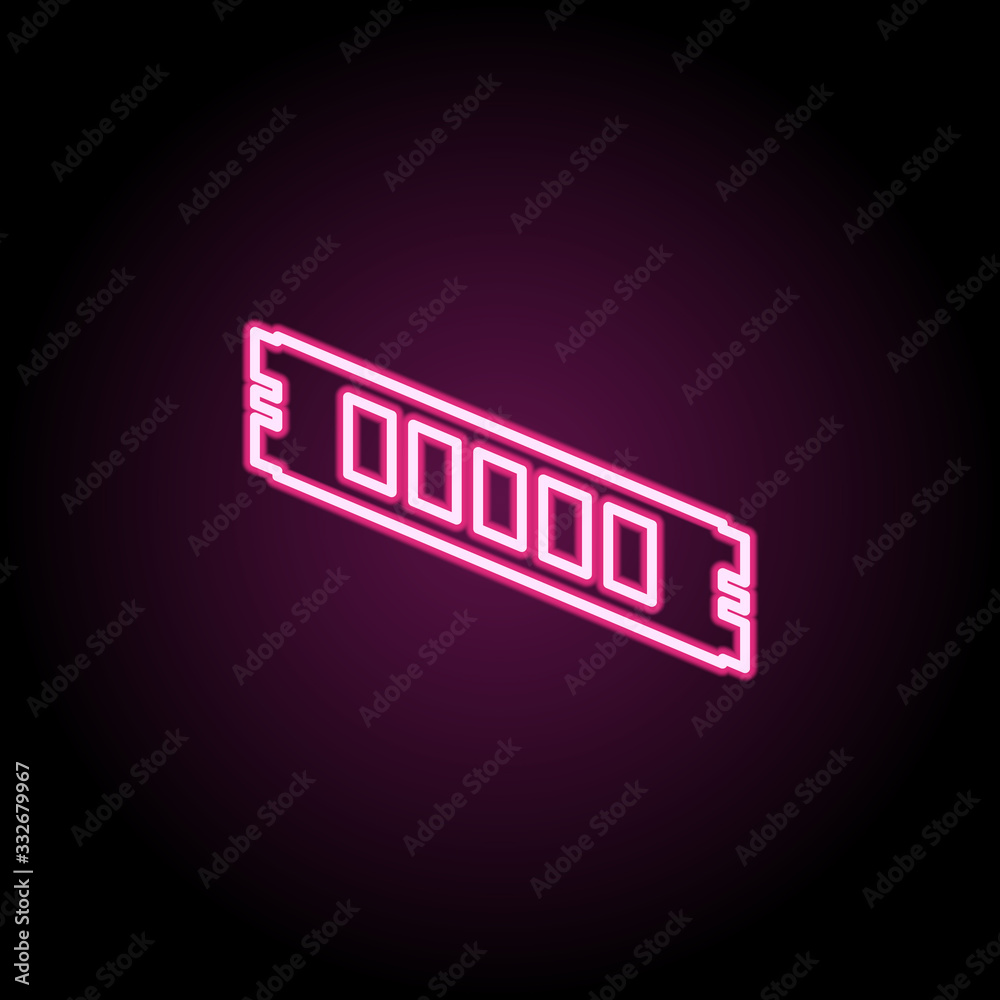 Pc memory ram neon icon. Simple thin line, outline vector of computer ...