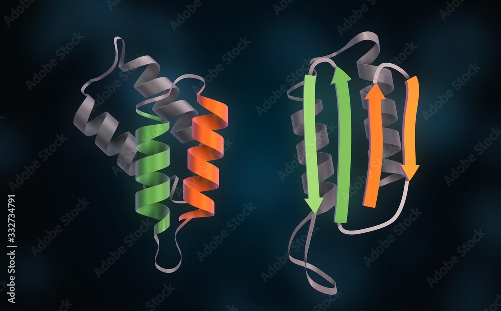 3D Illustration Rendering. Prions, Prion, Protein mutation before and ...