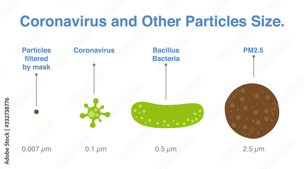 Comparison of coronavirus size and other particle. Infographic about ...