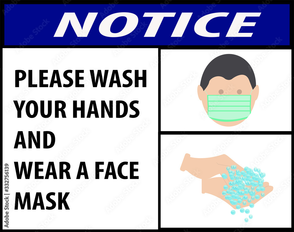 mandatory sign,Washing hands and wear a mask, notice for wash your ...