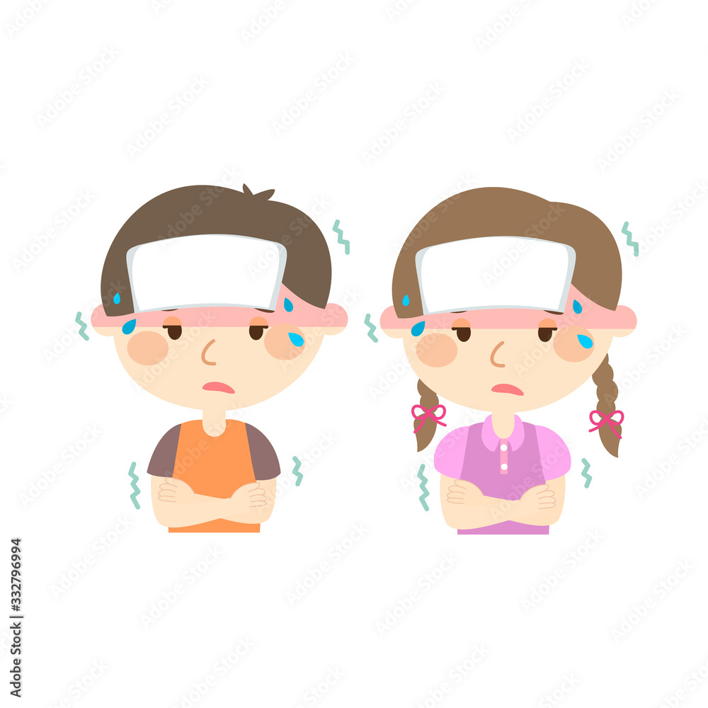 Cartoon Kids Sick Vector Stock Vector | Adobe Stock