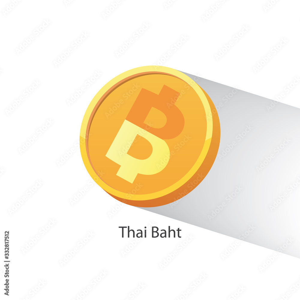 Thai baht currency symbol on gold coin Stock Vector | Adobe Stock