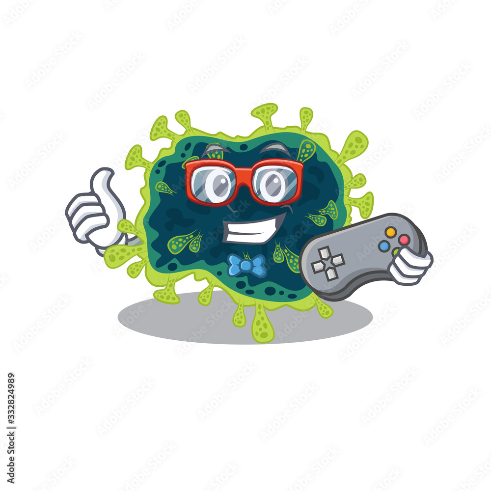 Cool gamer of beta coronavirus mascot design style with controller ...
