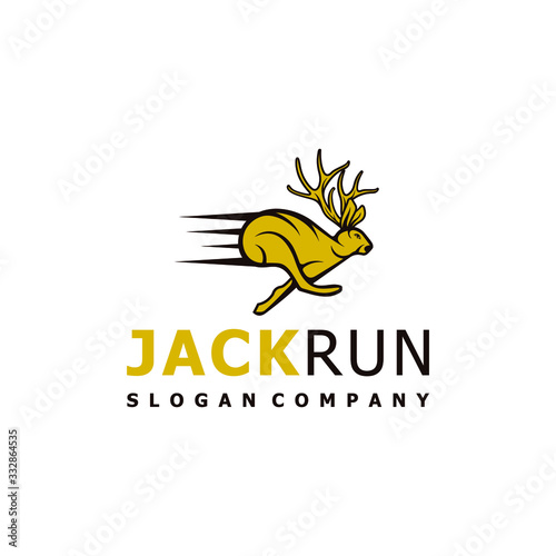 Jackalope Run Logo Design Awesome Jackalope Fast Run Logo A Jackalope