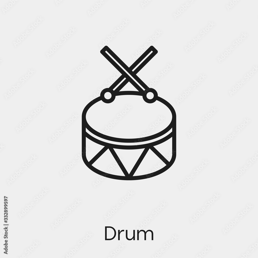 drum icon vector. Linear style sign for mobile concept and web design ...