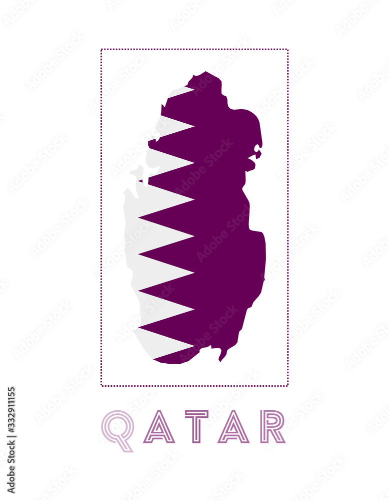Vector de Stock Qatar Logo. Map of Qatar with country name and flag ...