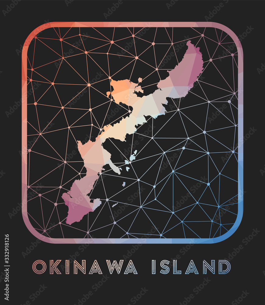Okinawa Island map design. Vector low poly map of the island. Okinawa ...