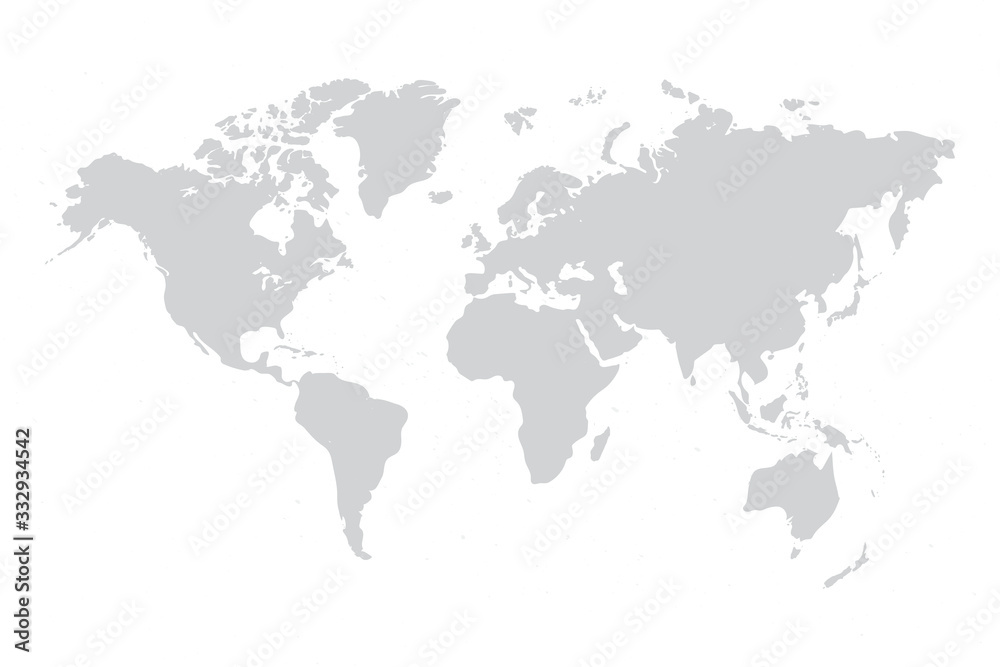 World map vector grey isolated on white background. Flat Earth, Globe ...