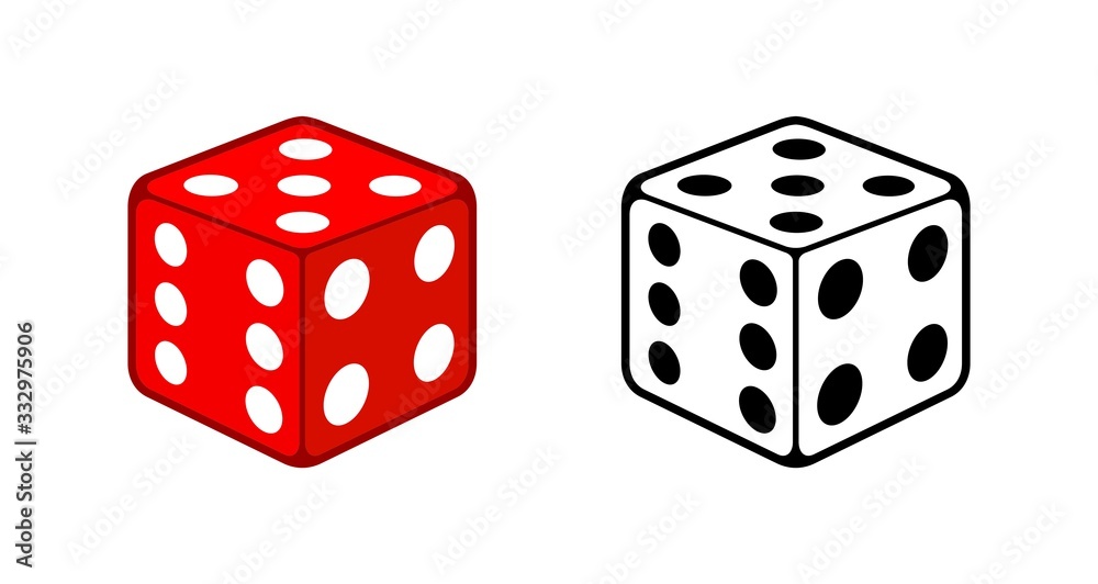 Dice Vector - Dice Flat Icon in Red and Black Color Vector Illustration ...