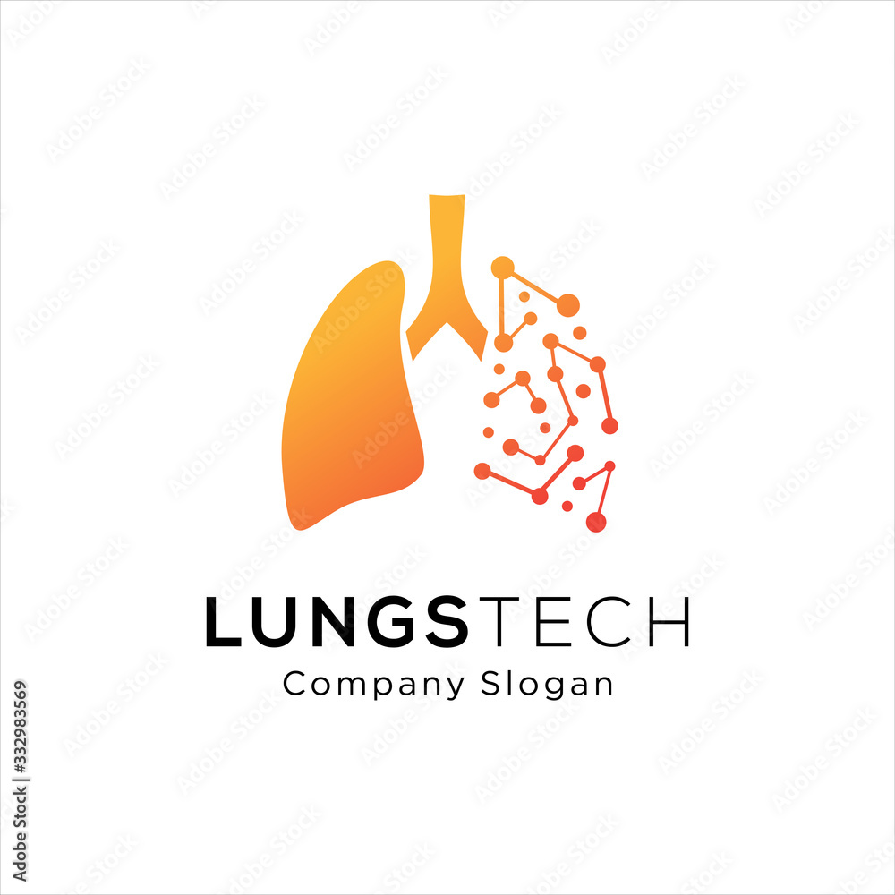 lungs technology logo design vector, respiratory system logo designs ...