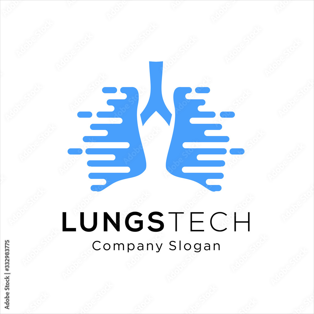 lungs technology logo design vector, respiratory system logo designs ...
