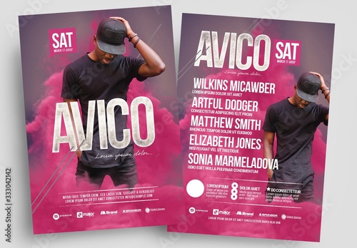 Event Flyer Layout with Pink Fog Elements. Buy this stock template and ...