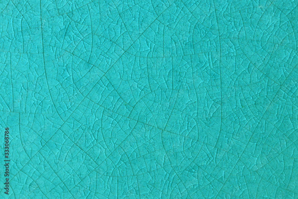 Ocean blue crack ceramic tile. Sea color of glazed tile texture ...