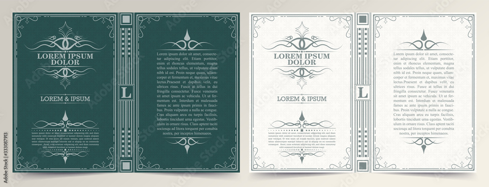 Vintage book layouts and design - covers and pages, classical rich ...