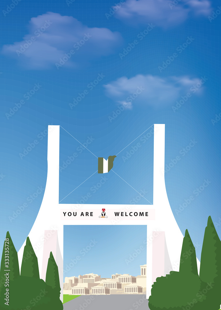 Flat Illustration. Awesome city view on Abuja City Gate, Abuja. Enjoy ...