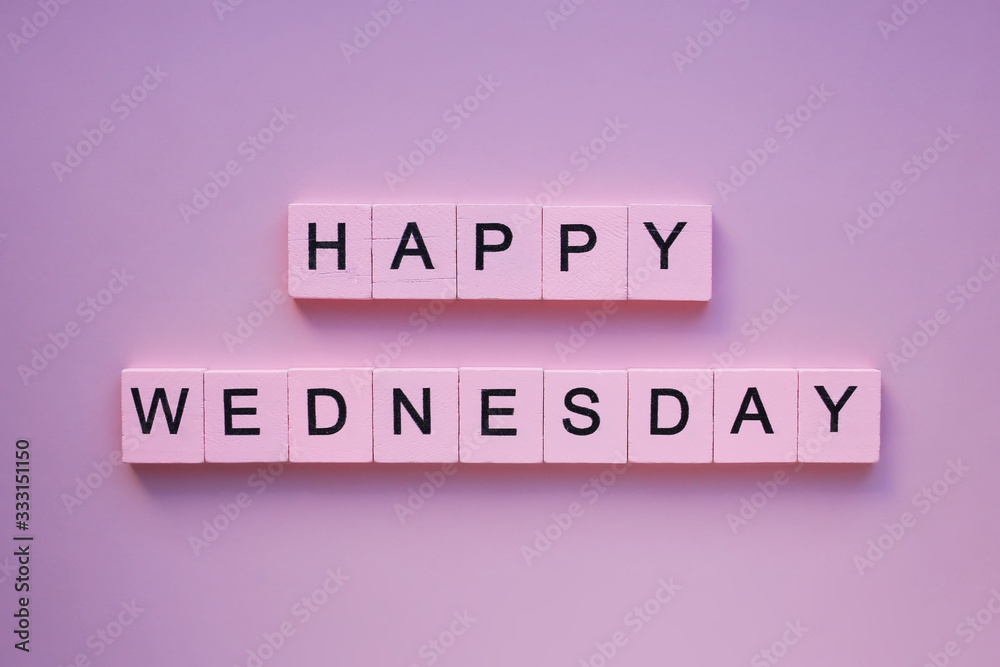 Happy wednesday words wooden cubes on a pink background Stock Photo ...