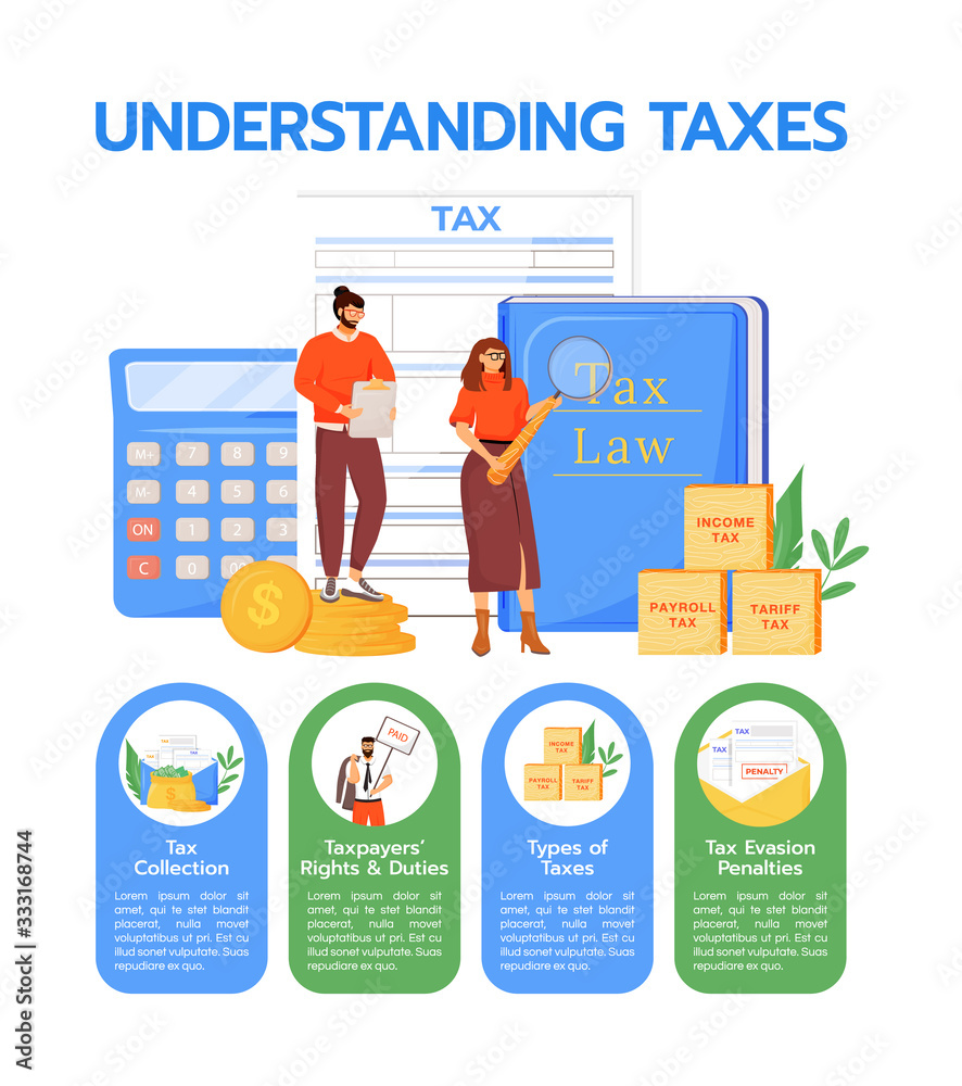 Understanding taxes flat color vector informational infographic ...