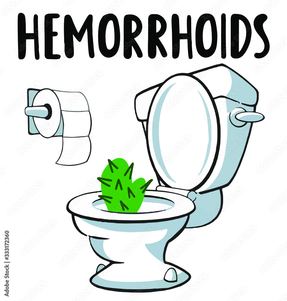Hemorrhoids vector concept cartoon illustration with man and cactus ...