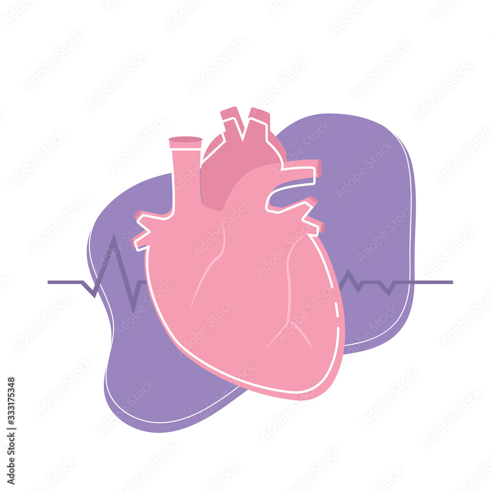 Heart, human organ, cardiogram. Concept, logo for cardiology clinics ...