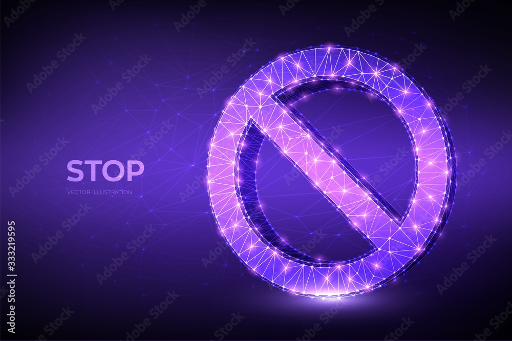 Prohibited icon. No sign empty crossed out circle. Low poly abstract ...
