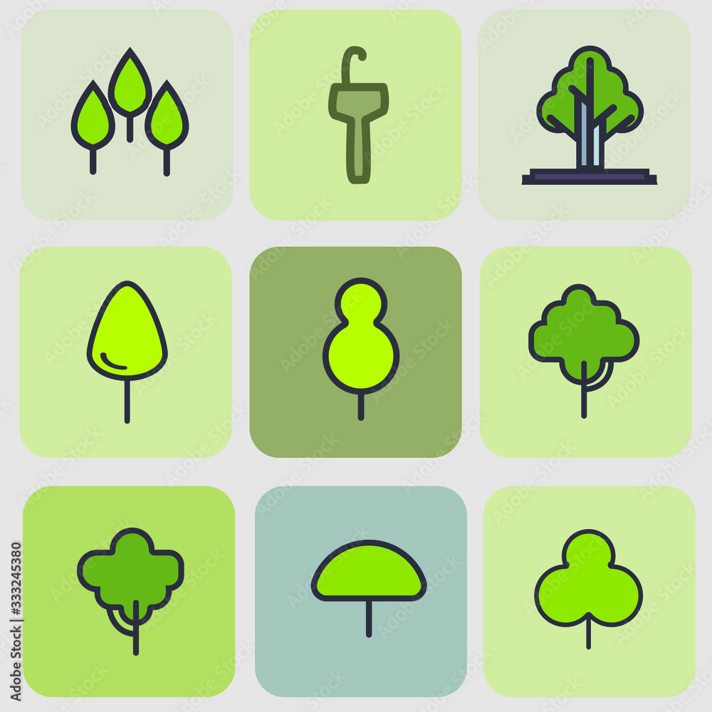 Trees symbols simple shapes vector icon.Good for map element creator ...