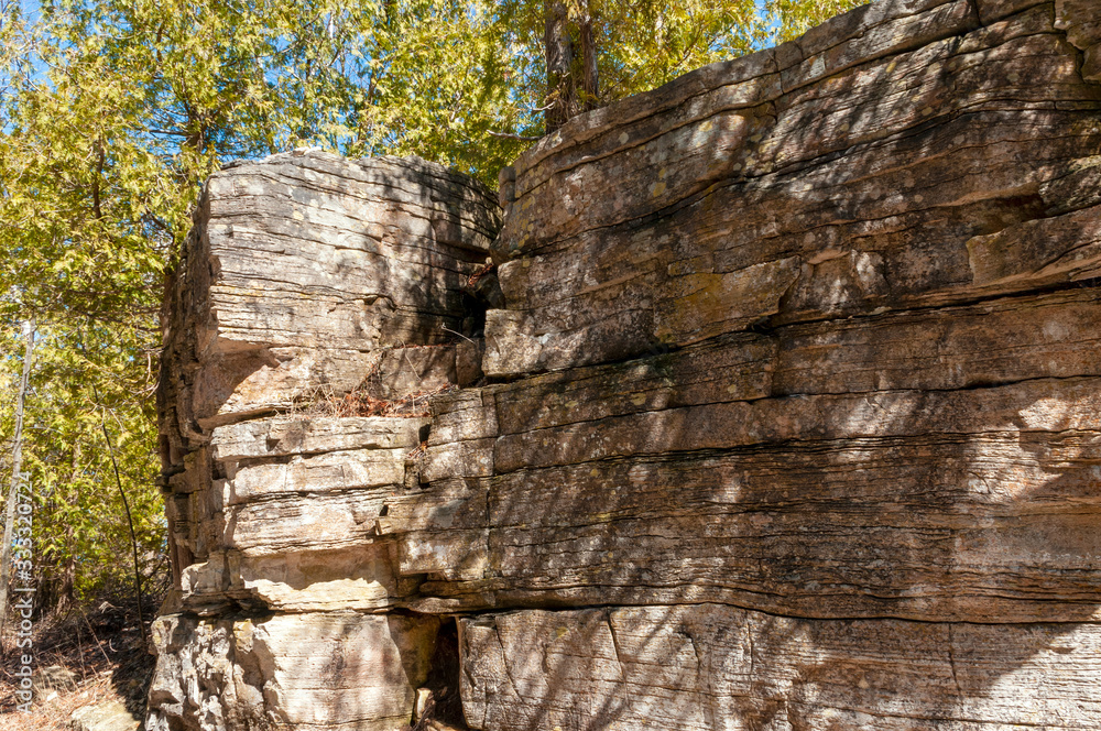 Niagara Escarpment ancient dolomite rock formations at Pottawatomi ...