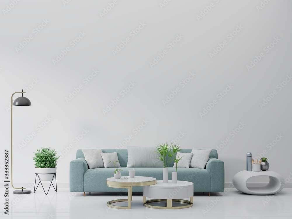 Bright and cozy modern living room interior have sofa and lamp with ...