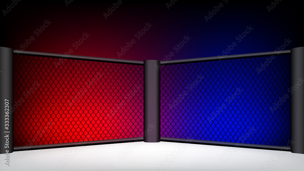 boxing ring area, boxing ring in net fence, mma boxing floor for fight ...