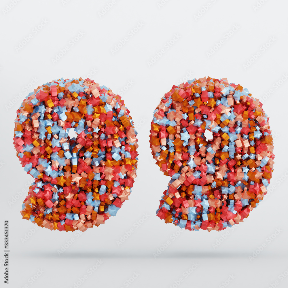 Number 99 3D Text Illustration, Digits With Pink And Sky Colors Stars ...