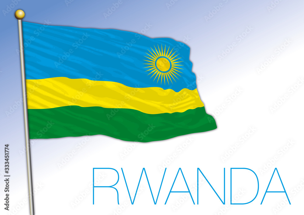 Rwanda official national flag and coat of arms, african country, vector ...