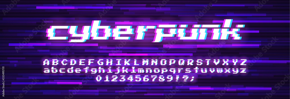 Glitch vector font. Symbol of cyberpunk, hacker attack. Modern design ...