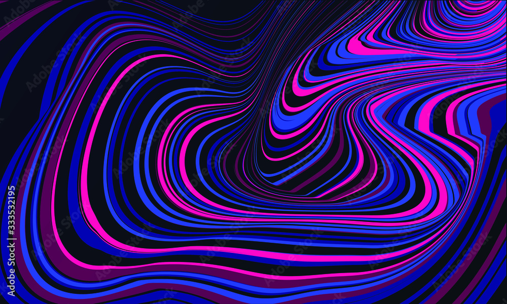 Vector design with psychedelic swirling lines. Memphis geometric style ...