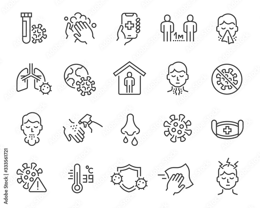 Stock-Vektorgrafik „ Flu and coronavirus icons set. Collection of ...